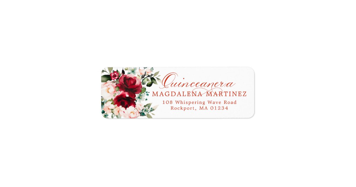 Quinceanera Floral Return Address Label | Zazzle