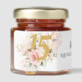 Quinceanera Floral Script 15th Birthday Honey Jar Favors | Zazzle