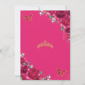 Quinceañera Fuchsia Pink Floral Butterflies Tiara Invitation | Zazzle