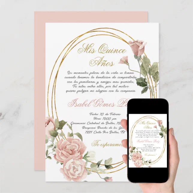 Quinceanera invitation in Spanish | Zazzle