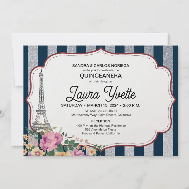 Quinceañera Invitation, Paris Theme, Eiffel Tower Invitation | Zazzle