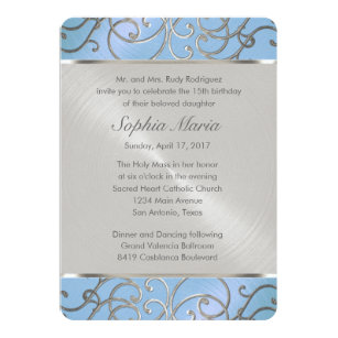 Light Blue Quinceañera Invitations | Zazzle