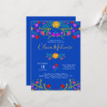 Quinceanera Mexican Fiesta Colorful Floral Blue Invitation | Zazzle