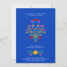Quinceanera Mexican Fiesta Floral Blue Photo Invitation | Zazzle