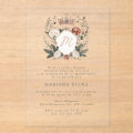 Quinceañera Mis Quince Flower Crest Monogram Acrylic Invitations | Zazzle