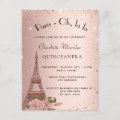 Quinceanera Paris Eiffel tower rose gold glitter Invitation Postcard ...