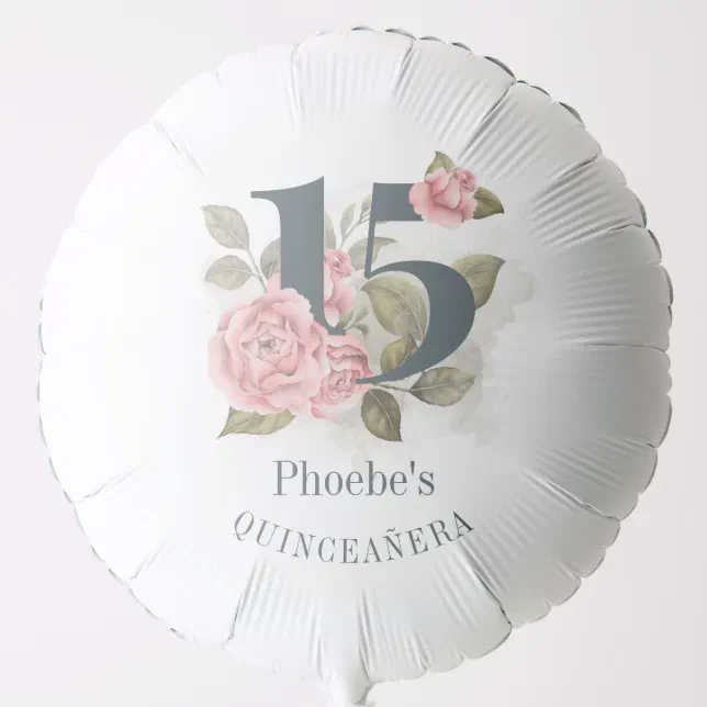 Quinceanera Pink Floral 15th Birthday Balloon | Zazzle