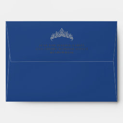 Quinceañera Princess Royal Blue Floral Silver Envelope | Zazzle