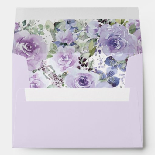 Quinceañera Purple Lilac Floral Butterflies Envelope | Zazzle