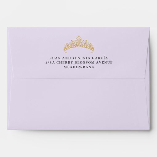 Quinceañera Purple Lilac Floral Gold Butterflies Envelope | Zazzle