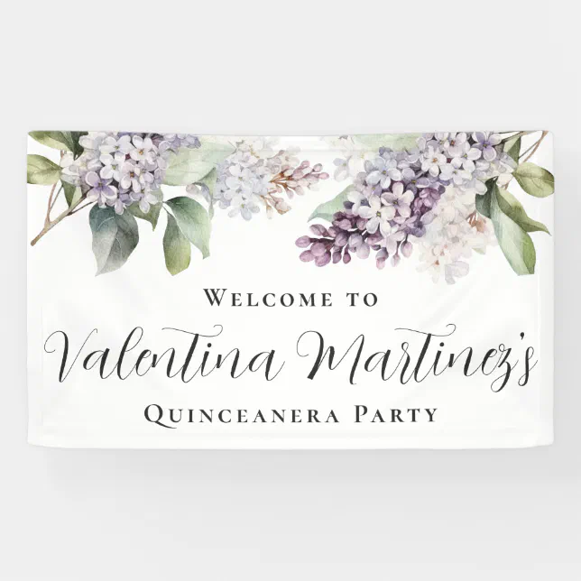 Quinceanera Purple Lilac Spring Flower Welcome Banner | Zazzle
