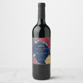 Quinceañera Red Floral Enchanted Rose Navy Blue Wine Label | Zazzle