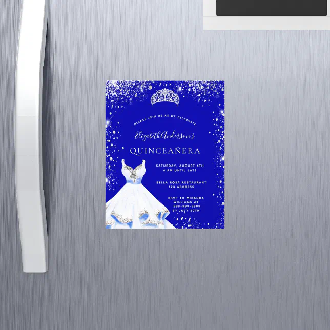 Quinceanera royal blue dress budget invitation flyer | Zazzle