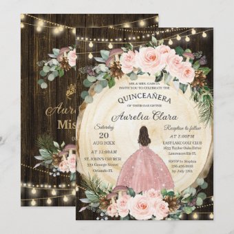 Quinceanera Rustic Blush Floral Enchanted Forest Invitation | Zazzle
