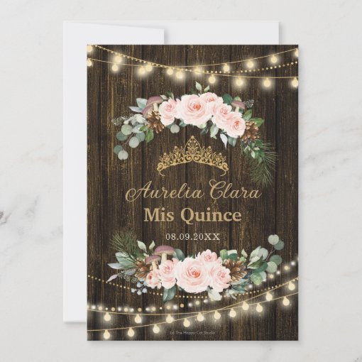 Quinceanera Rustic Blush Floral Enchanted Forest Invitation | Zazzle