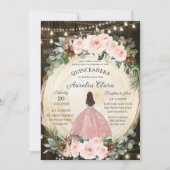 Quinceanera Rustic Blush Floral Enchanted Forest Invitation | Zazzle