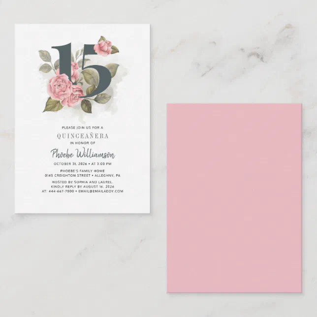 Quinceanera Rustic Floral 15th Birthday Botanical Note Card | Zazzle