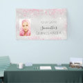 Quinceanera silver photo purple glitter monogram banner | Zazzle