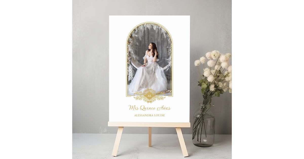 Quinceañera Spanish Fancy Fake Gold Arch Effect Foam Board | Zazzle