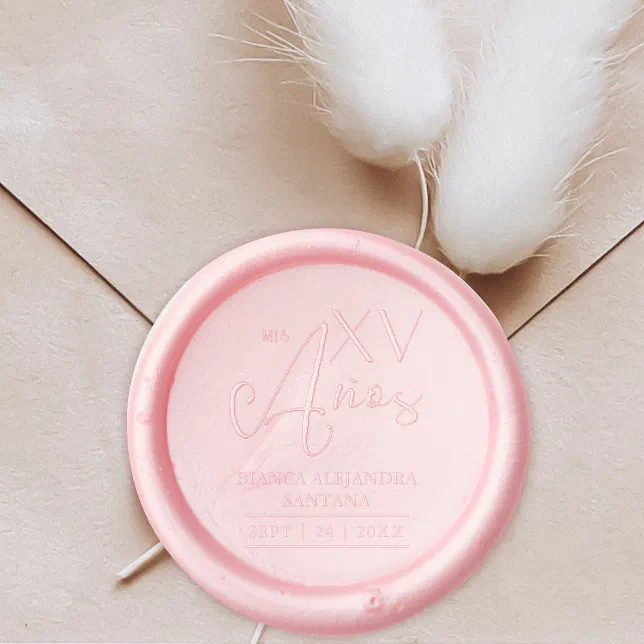 Quinceañera Spanish Fancy Typography Mis XV Años Wax Seal Stamp | Zazzle