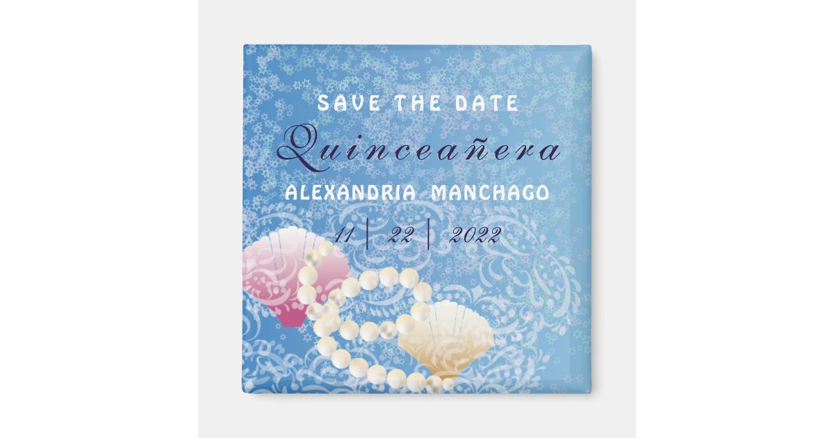 Quinceanera under the sea Save the date shells Magnet | Zazzle