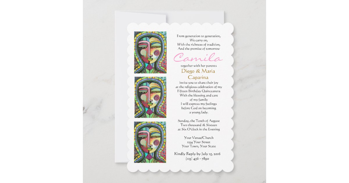 Quinceanera Virgin of Guadalupe PROTECTION Invitation | Zazzle