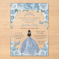 Quinceañera XV Baby Blue Floral Princess Silver Acrylic Invitations ...