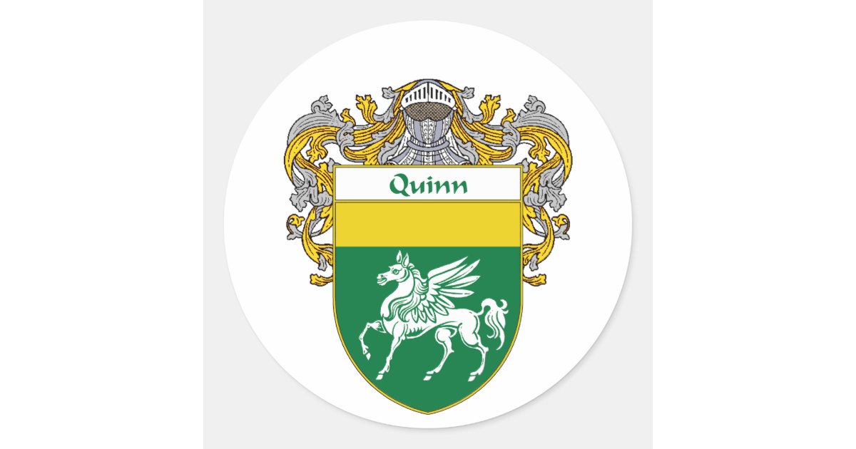 Quinn Coat of Arms (Mantled) Classic Round Sticker | Zazzle