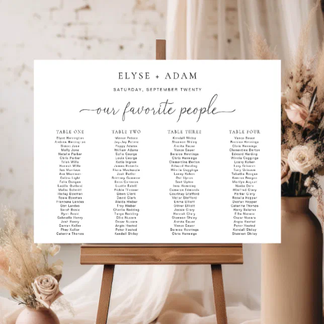 Quinn Minimal 4 Banquet Table Seating Poster | Zazzle