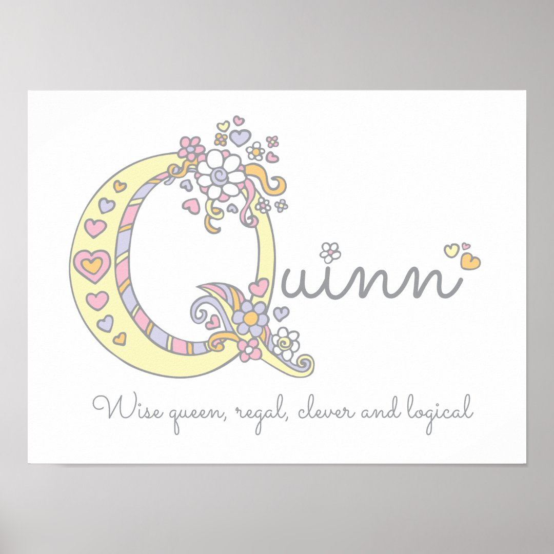Quinn monogram art girls name and meaning poster | Zazzle