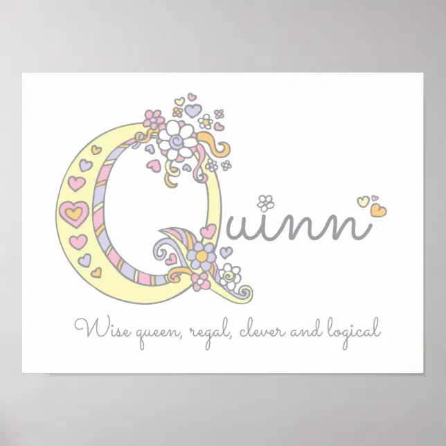 Quinn monogram art girls name and meaning poster | Zazzle