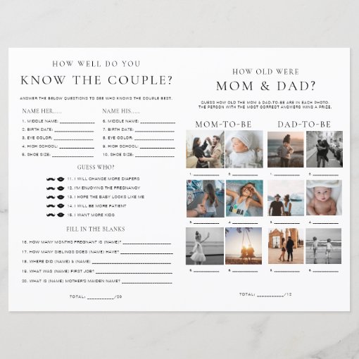 Quinn Script Baby Shower Game Booklet | Zazzle