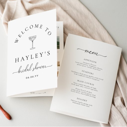 Quinn Script Bridal Shower Game and Menu Booklet | Zazzle