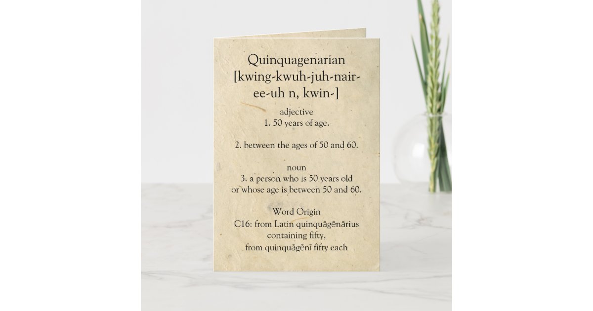 Quinquagenarian Dictionary Meaning Happy 50th Card | Zazzle