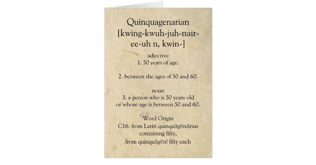 Quinquagenarian Dictionary Meaning Happy 50th Card | Zazzle.com