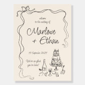 Quirky Bow Handwritten Wedding Welcome Sign | Zazzle