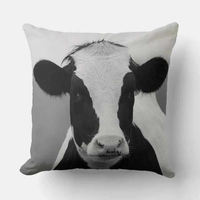 Quirky Cow Black and White Novelty Throw Pillow | Zazzle