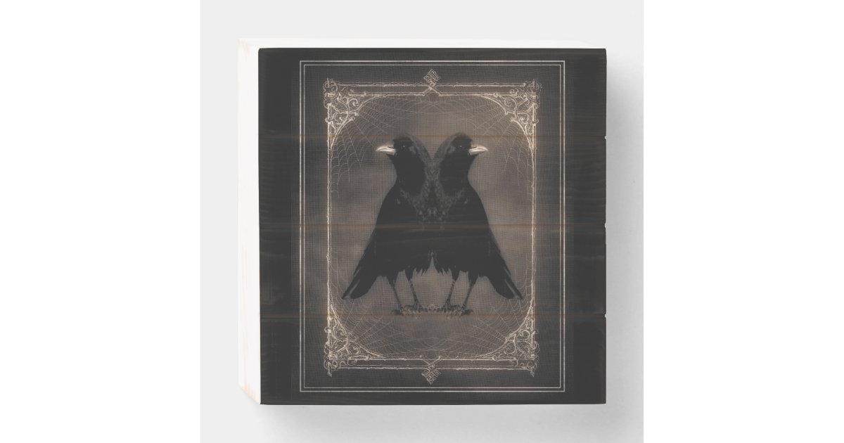 Quirky Crows Wood Box Sign | Zazzle