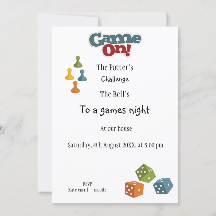 Quirky, fun, games night, board games enthusiasts invitation | Zazzle
