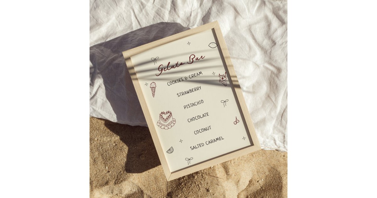 Quirky Hand Drawn Gelato Bar Poster | Zazzle