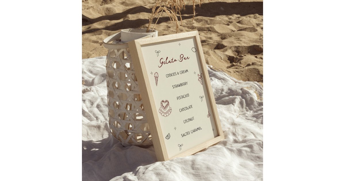Quirky Hand Drawn Gelato Bar Poster | Zazzle