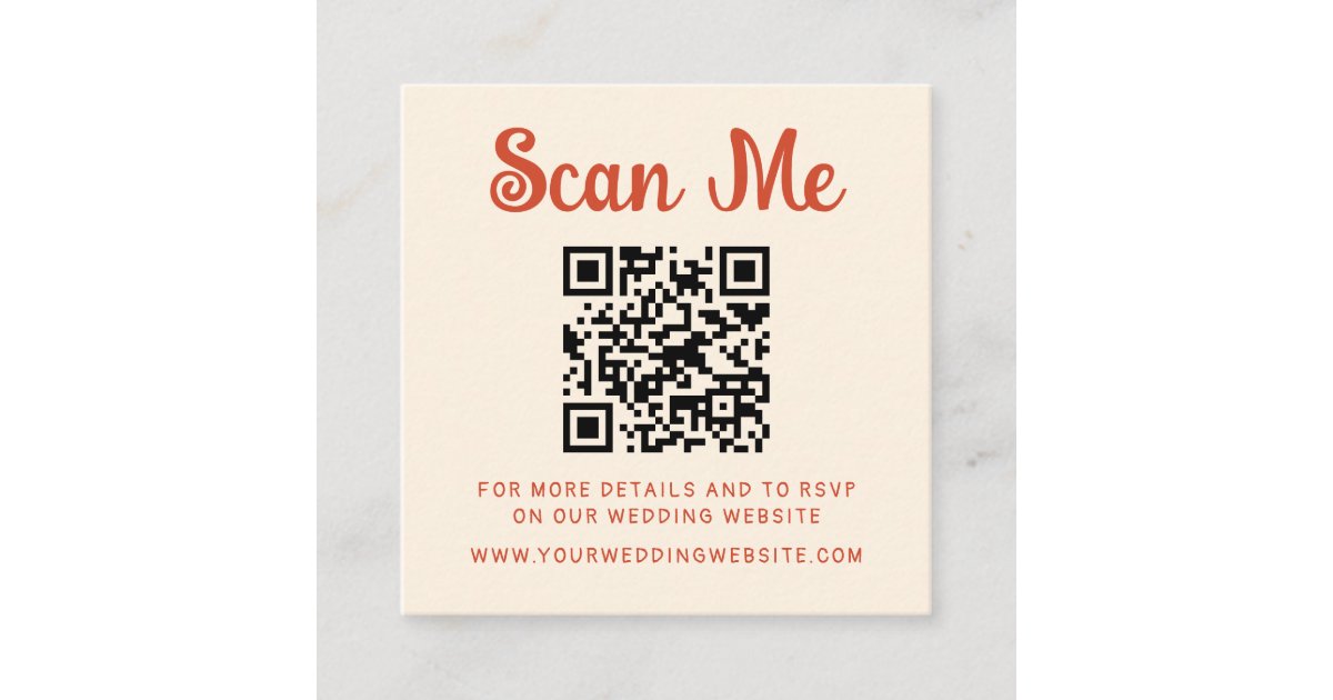 Quirky Handwritten Wedding QR Code RSVP Enclosure Card | Zazzle
