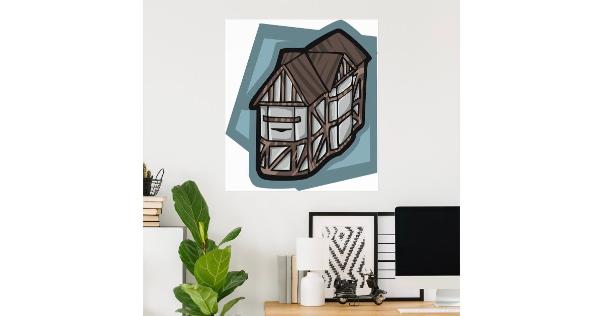 Quirky Tudor House Medieval Architecture Poster | Zazzle