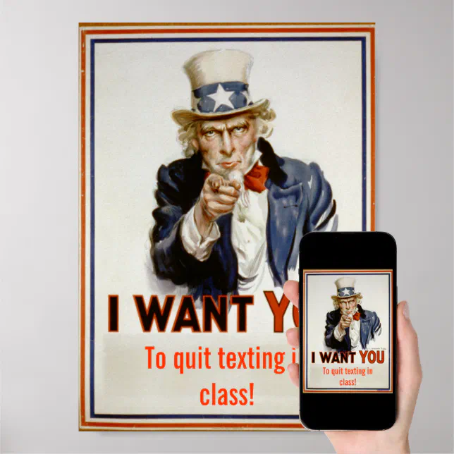 "Quit texting in class" Classroom Poster | Zazzle