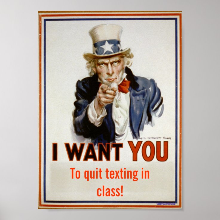 "Quit texting in class" Classroom Poster | Zazzle