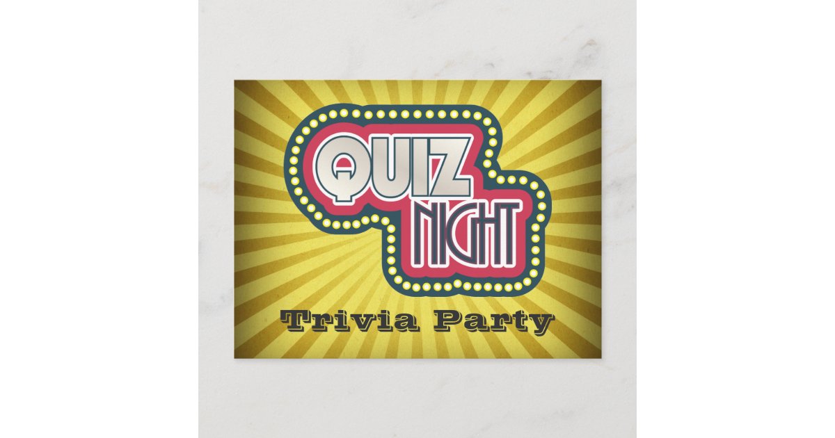 Quiz Night Trivia Party Invitation Postcard | Zazzle