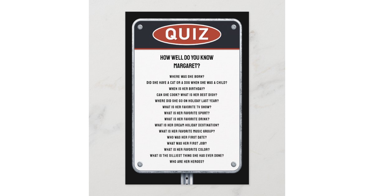 Quiz party game with traffic sign invitation | Zazzle