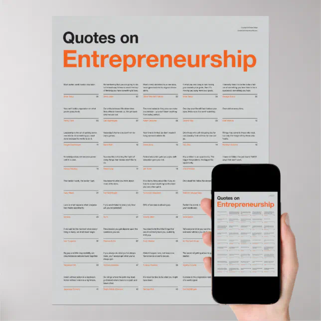 Quotes on Entrepreneurship Poster - Grey Edition | Zazzle
