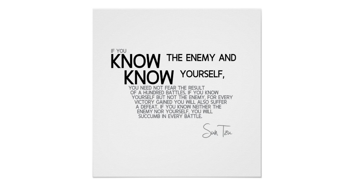 QUOTES: Sun Tzu - Know your enemy Poster | Zazzle