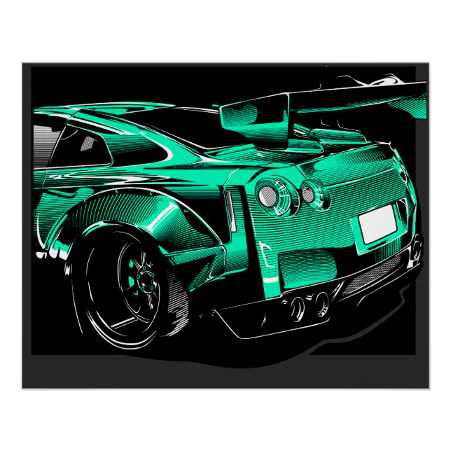 R35 GTR Green Tunning Bodykit Poster | Zazzle